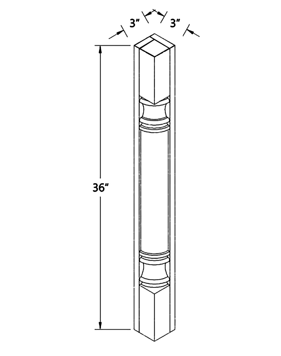 HB SPC36/R - Corner Paneled Round Spindle