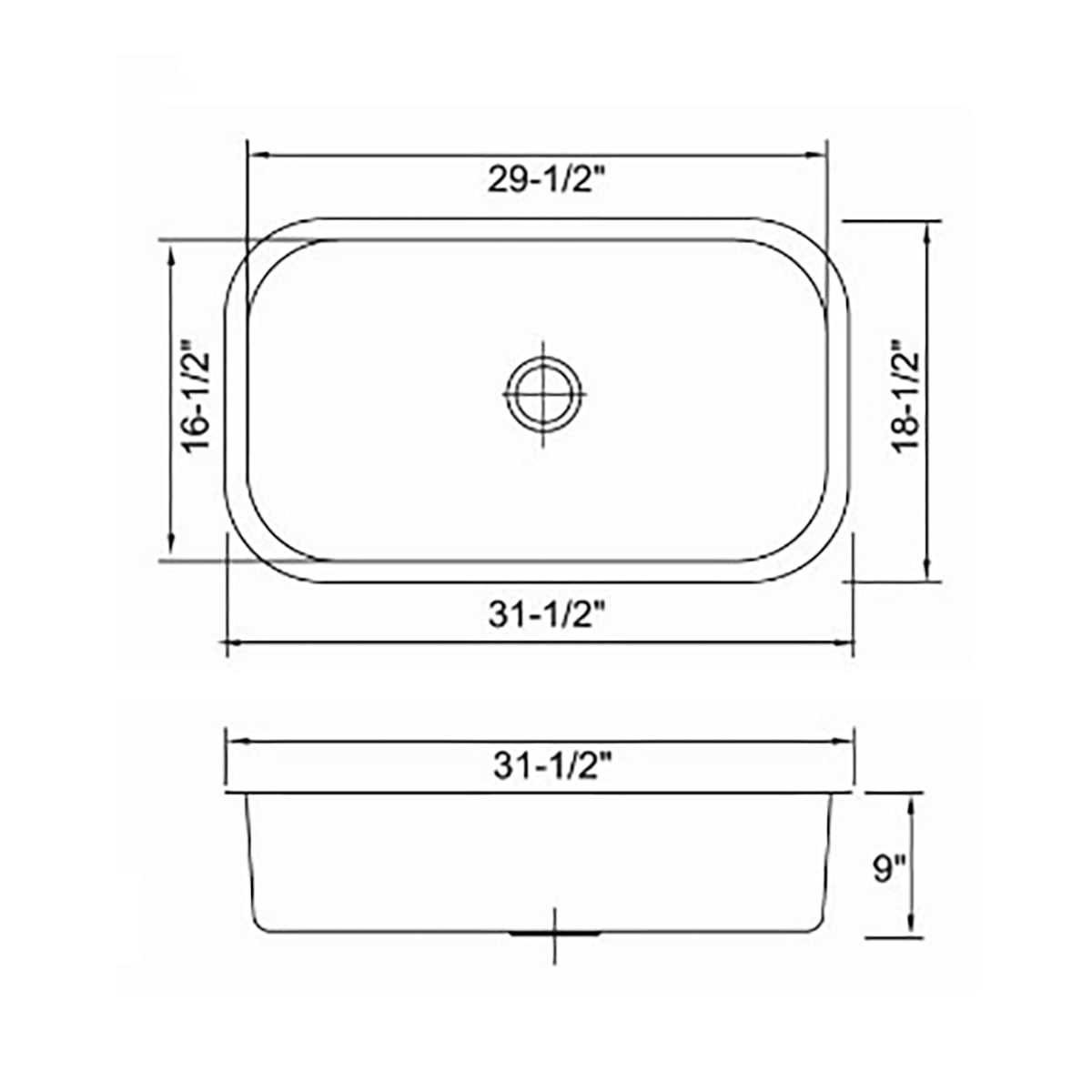 Undermount Single Sink - Curve Radius | UM100CSS
